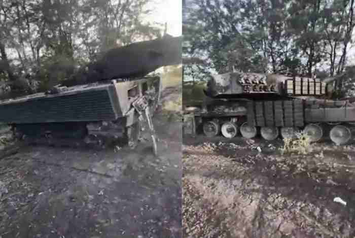 Dihantam Drone Lancet, MBT Leopard 2A4 dengan Lapisan Proteksi ‘Brick ...