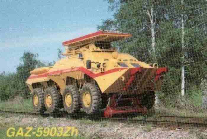 GAZ-5903Zh - Kendaraan Khusus Perawatan Rel Kereta dari Platform BTR-80 8x8